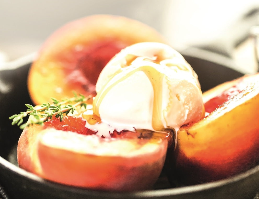 Grilled Peaches, Manuka Honey & Ice Cream - Honey New Zealand UK